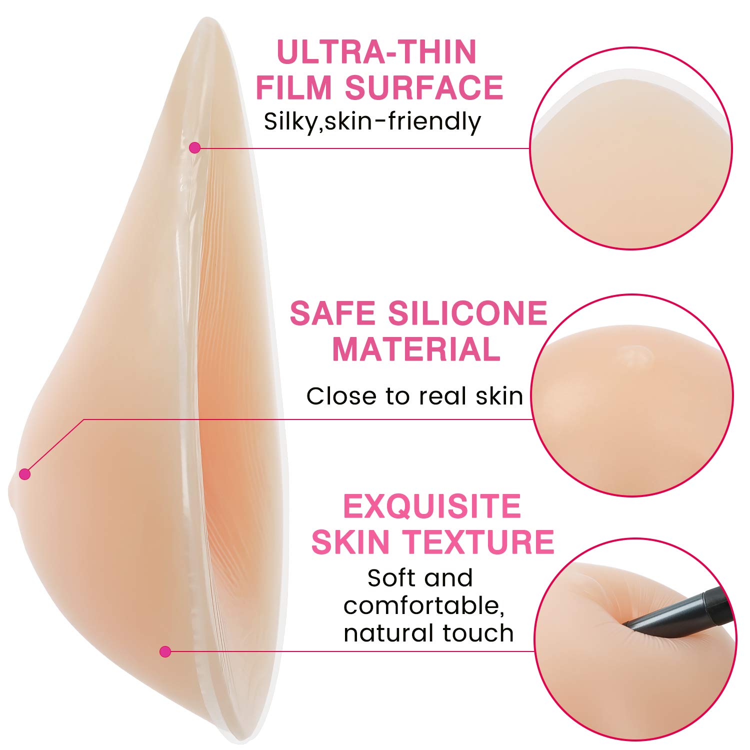 Snapklik.com : Vollence One Piece A Cup Teardrop Silicone Breast Forms ...