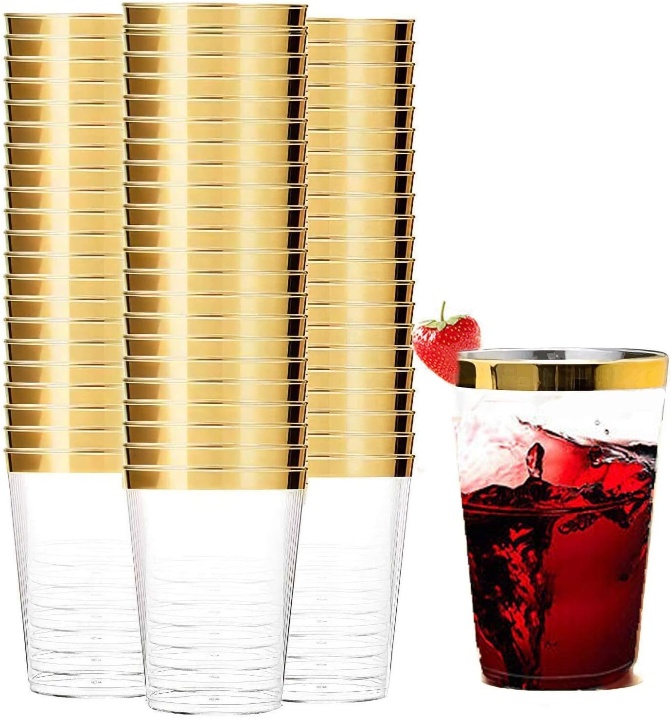 StarMar [Chefcity] 50 Pack - 16 Oz Disposable Gold Plastic Cups Big ...