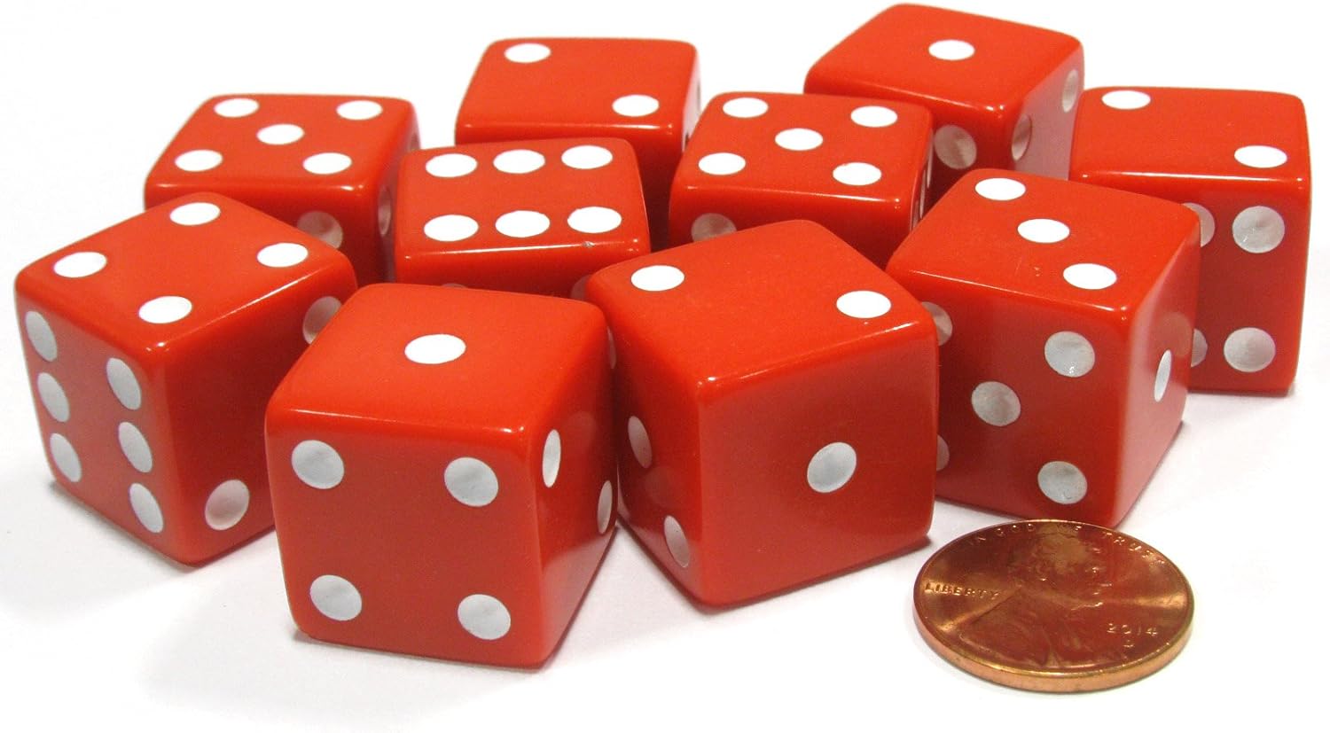 Amazon.com: Set of 10 Large Six Sided Square Opaque 19mm D6 Dice - Red ...
