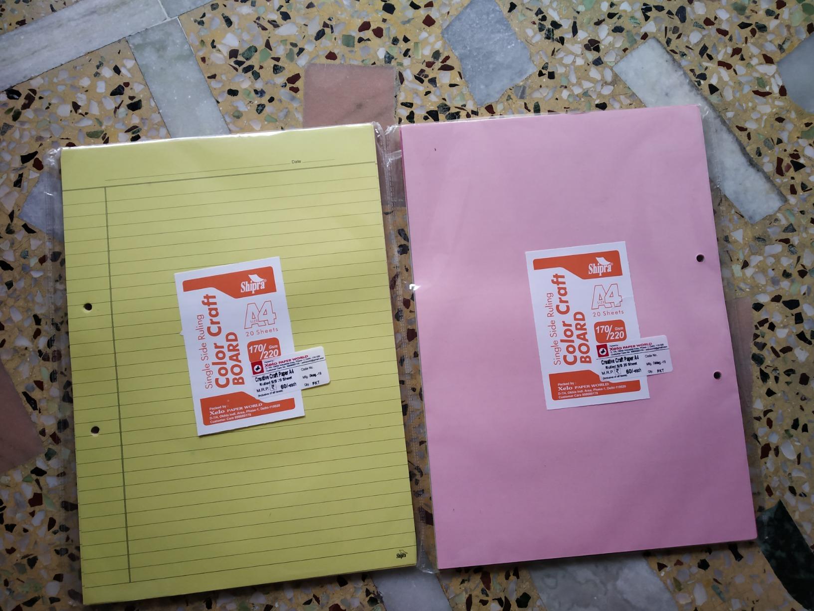 Shipra One Side Ruled Colour Paper - A4 Size (Pack of 2) : Amazon.in ...