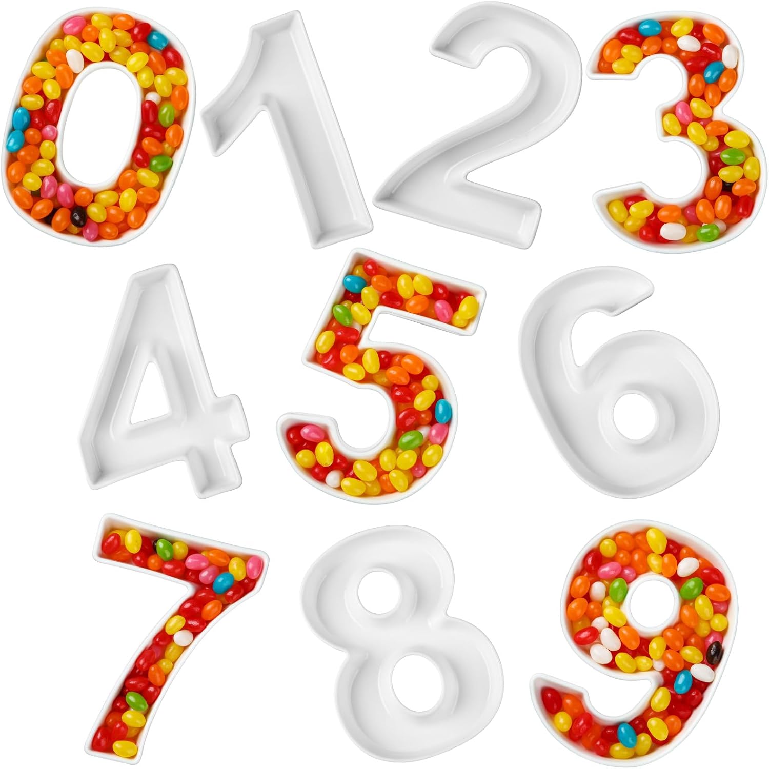 Amazon.com | CroBlissful 0-9 Ceramic Number Dish Sets 5.5 Inch White ...