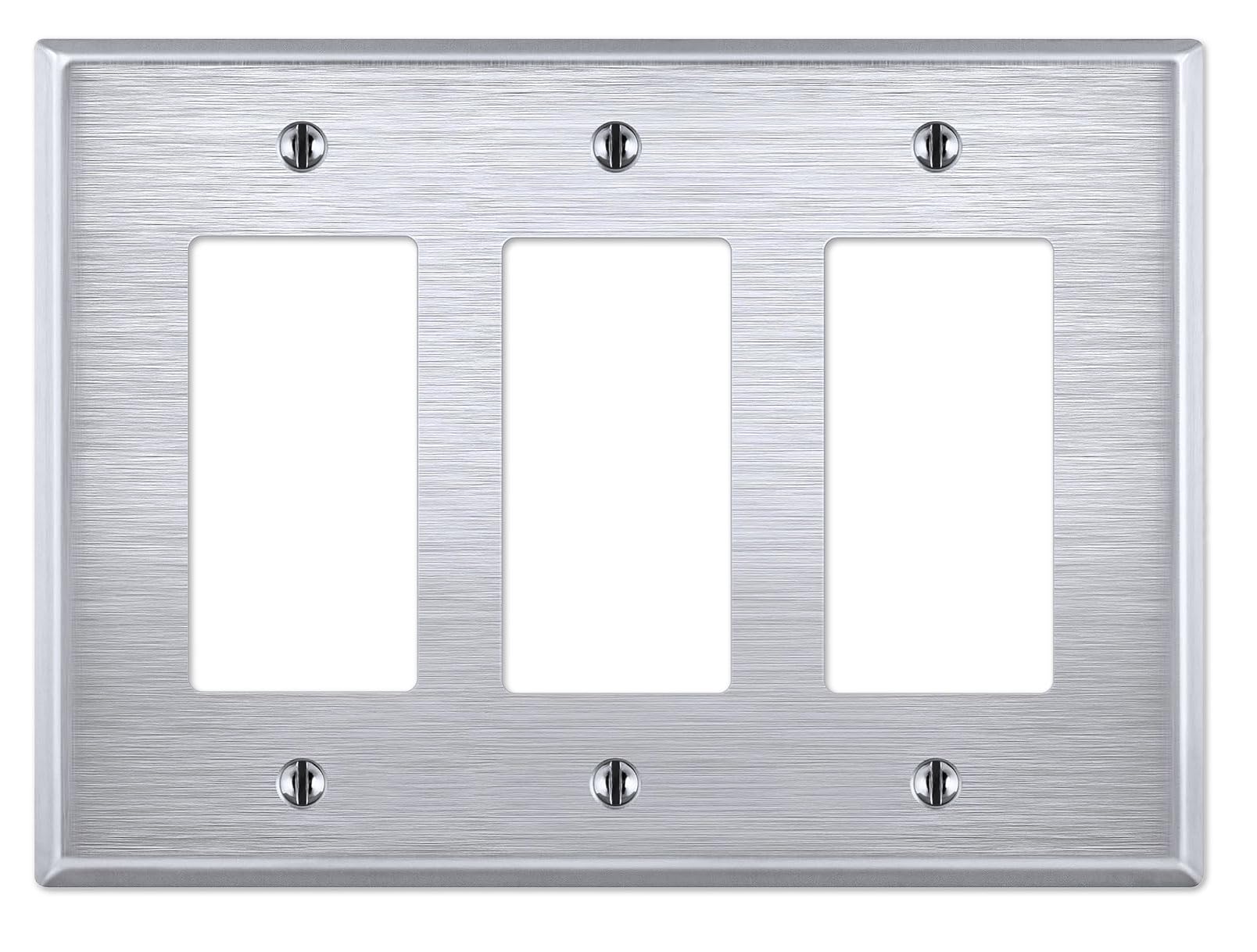 3 Gang Rocker - Decora Stainless Steel Wall Plate - Wall Plate for ...