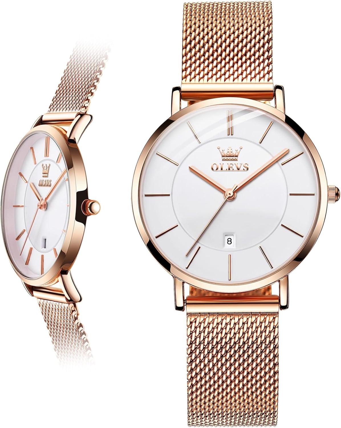 OLEVS Watch Women Minimalist Waterproof White Face Analog Quartz Womens ...