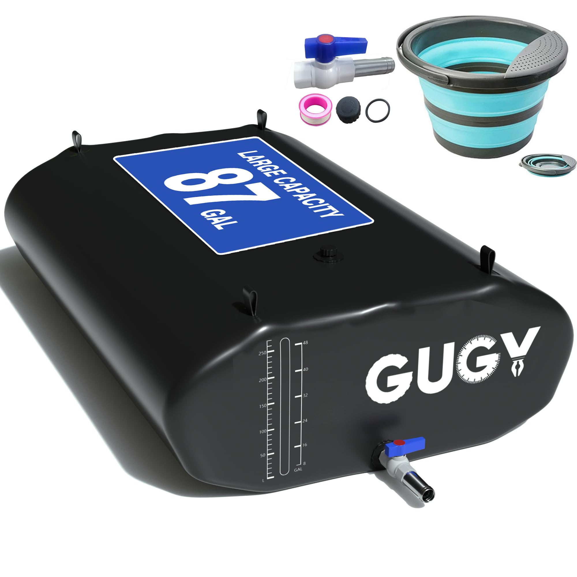 Buy GUGY Portable 87 Gallon Water Bladder for Truck Bed & Carrier Cart ...