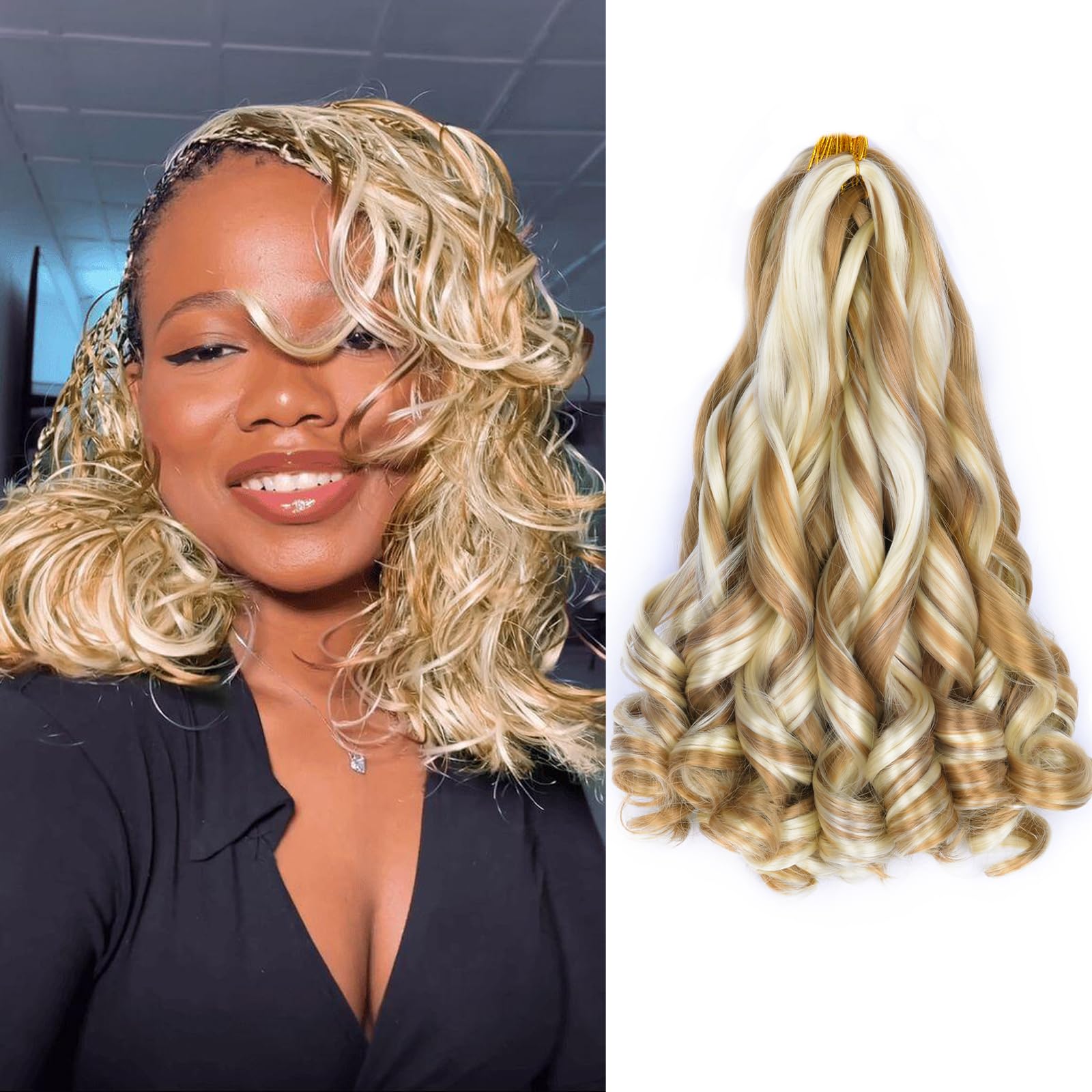 Amazon.com : French Curly Braiding Hair P27/613 Short French Curl ...