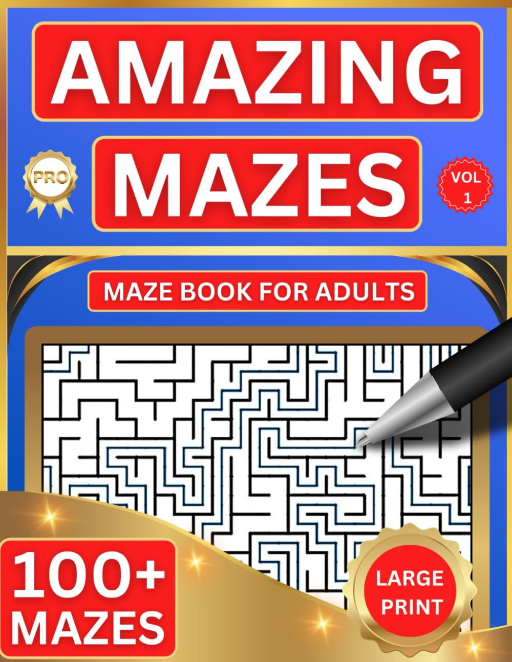 Amazon.com: Maze Book for Adults Large Print: 100+ Mazes - 8.5 x 11 ...