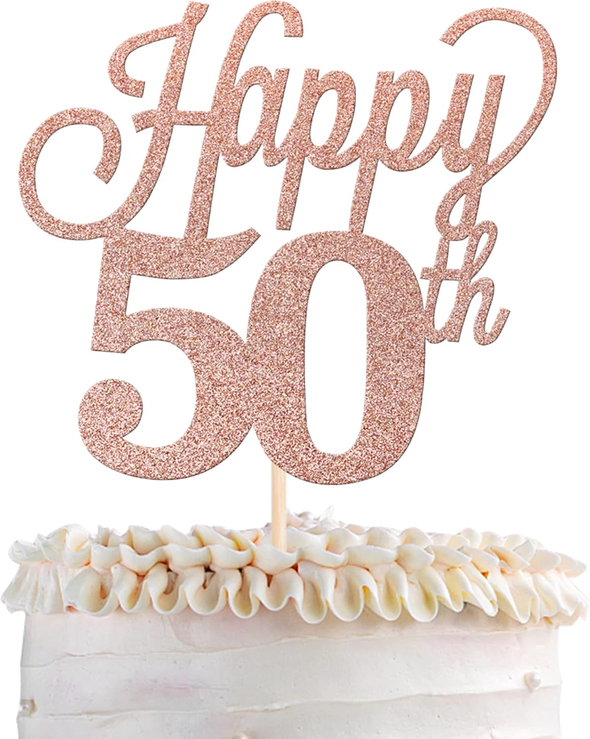 Amazon.com: 1 Pack Happy 50th Cake Topper Black Glitter Number 50 Fifty Birthday Cake Pick ...