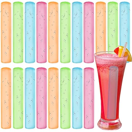 Amazon.com: popokk 15 Pack Reusable Ice Cubes Plastic Ice Cube Sticks ...