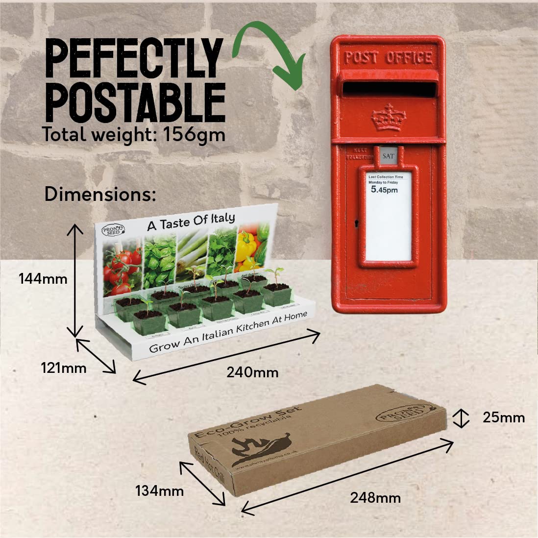 A Taste of Italy Herb Grow Your Own Kit Containing 5 Varieties of Herb ...