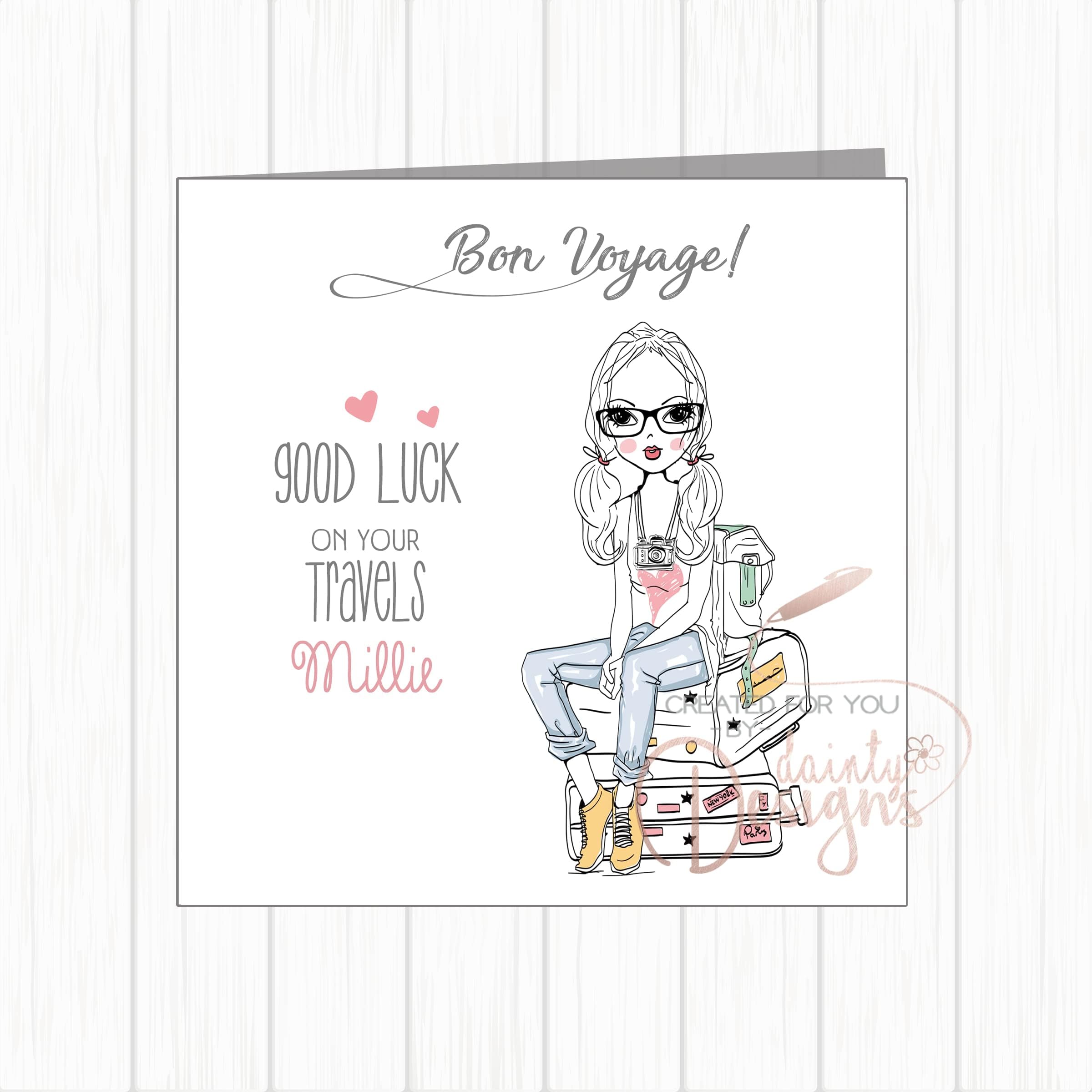 Personalised Bon Voyage Card Good Luck On Your Travels Exciting Journey ...