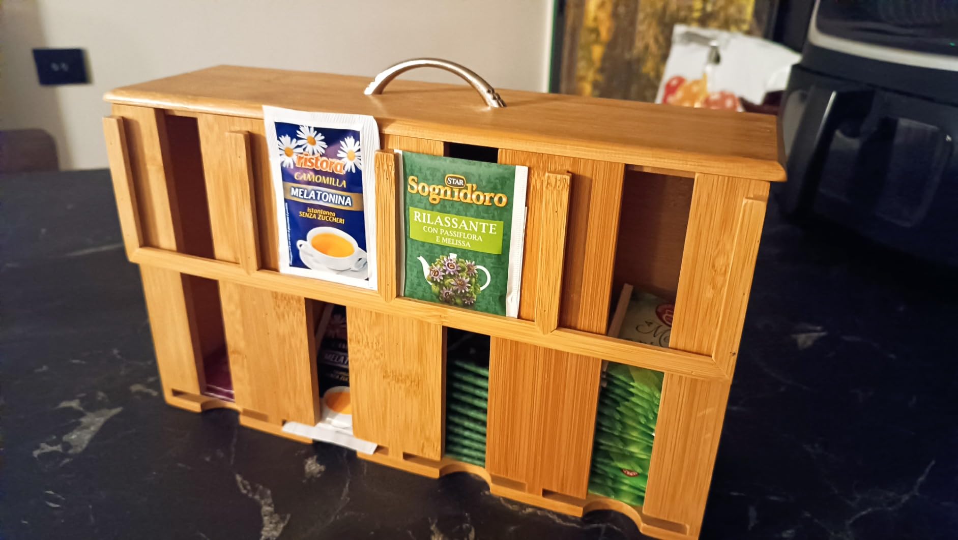 Relaxdays Scatola Porta tè e Tisane, 160 Bustine, Organizer per Vari ...