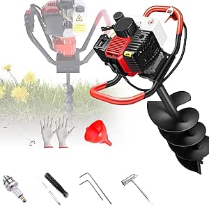 Amazon.com: Vdniduir 198cc Auger Post Hole Digger, 2-Stroke Gas Powered Earth Digging Engine ...