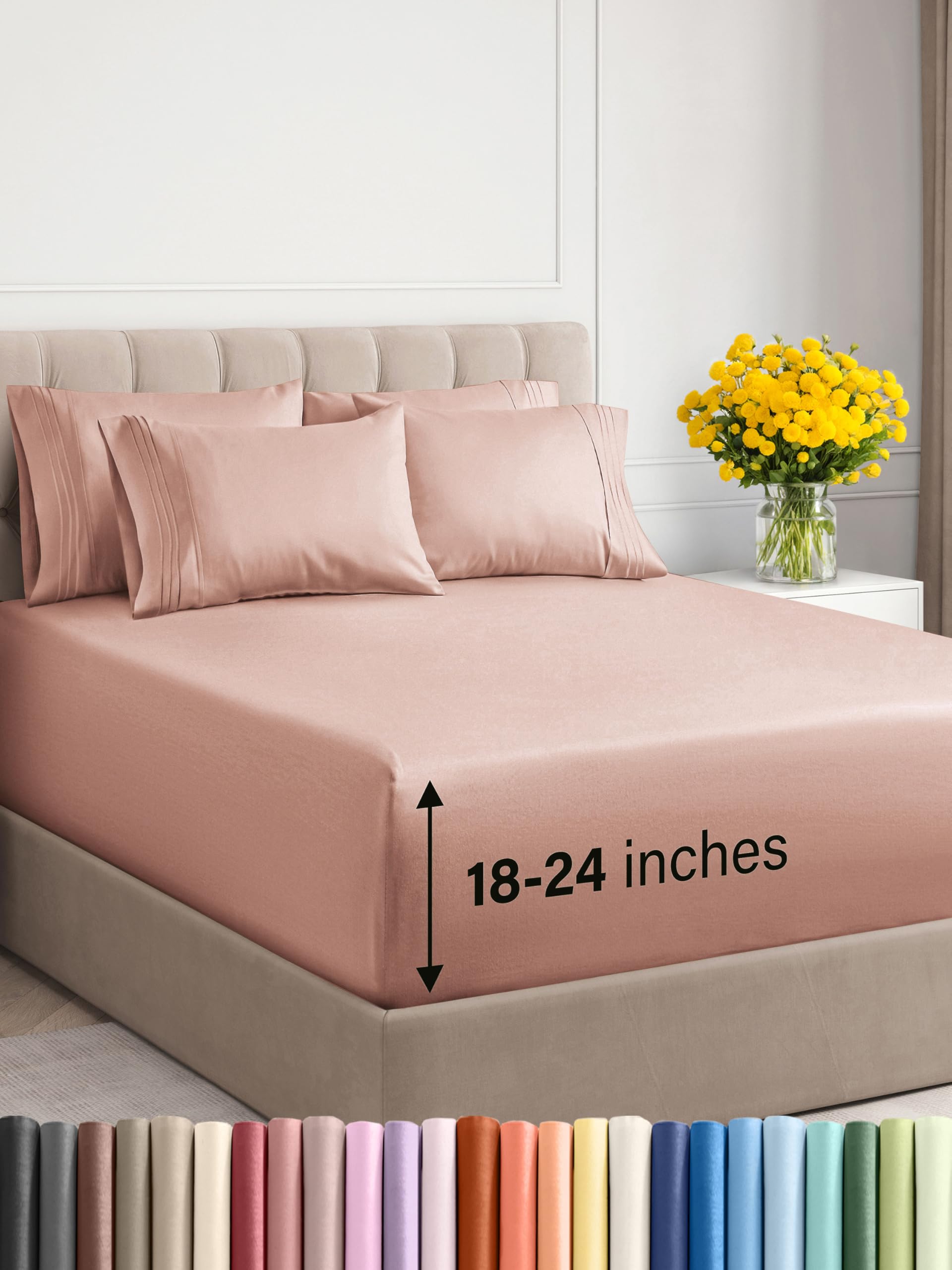 Amazon.com: Extra Deep Full Sheet Set - 6 Piece Breathable and Cooling ...