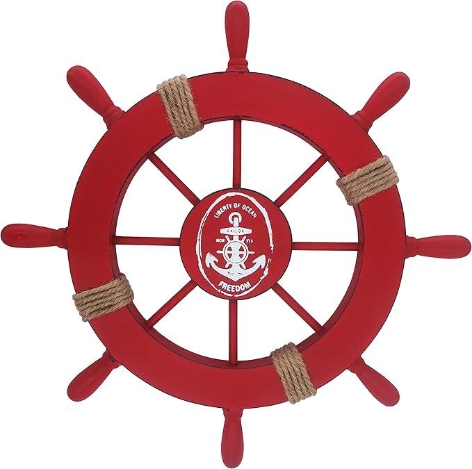 Amazon.com: CSWLJS Coastal Nautical Beach Decor Ship Steering Wheel ...