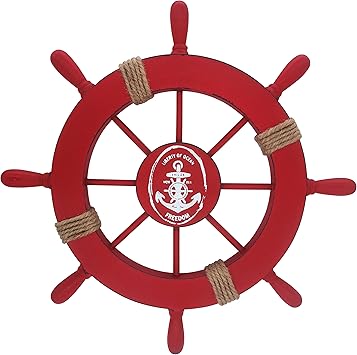 Amazon.com: CSWLJS Coastal Nautical Beach Decor Ship Steering Wheel ...