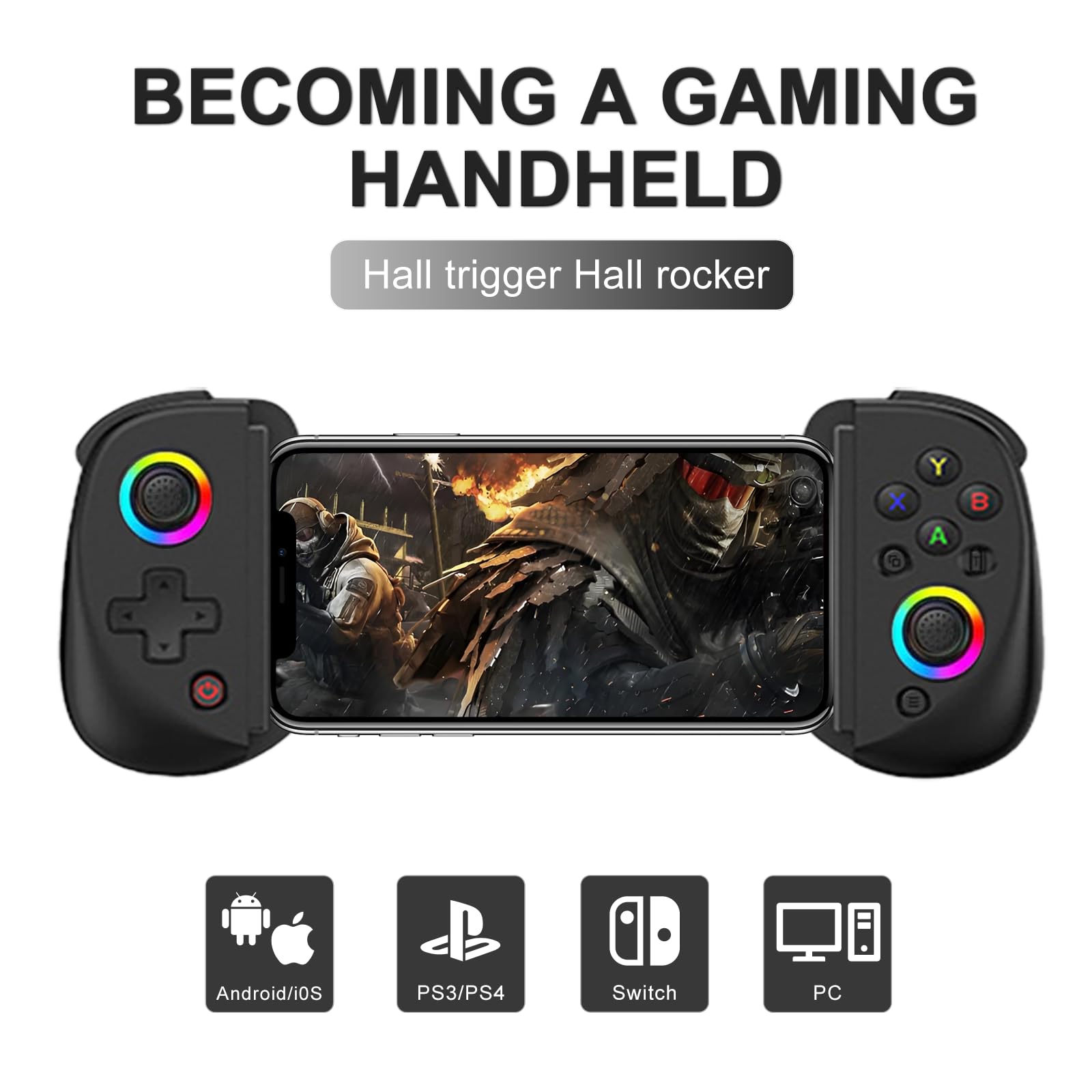MAGIC BLOCK Wireless Mobile Gaming Controller, RGB Joystick, Linear ...