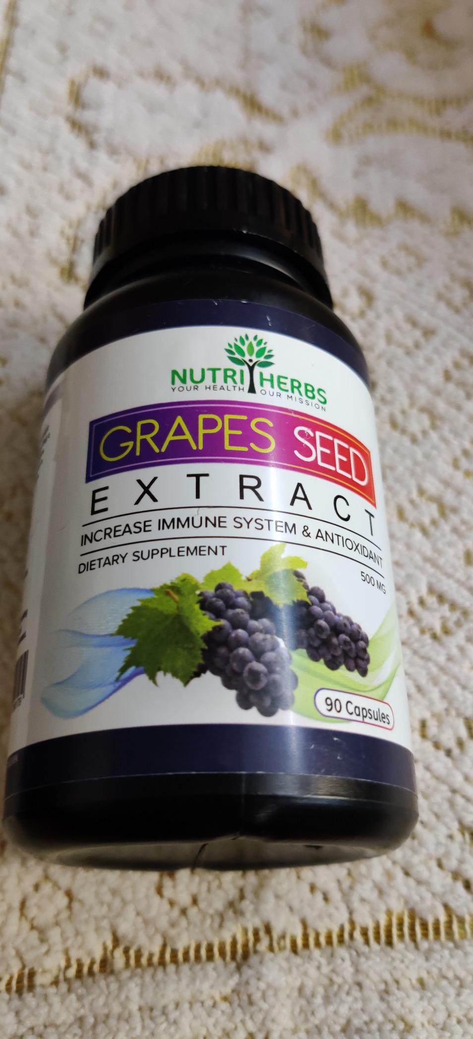 NUTRiHERBS Grape Seed Extract Capsules 500mg - Potent Antioxidant ...