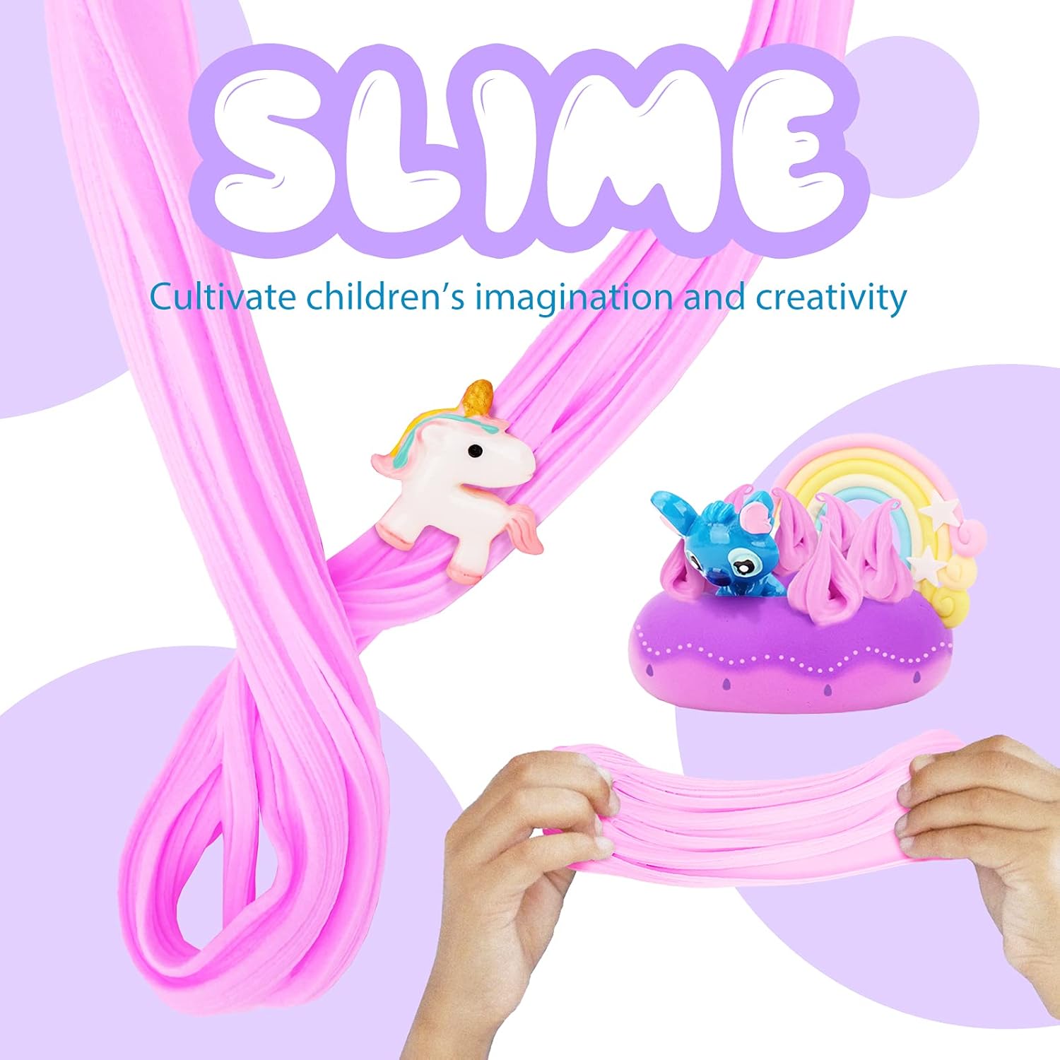 Appoft Soft and Non Sticky Fluffy Putty Slime Kits with Unicorn Candy ...
