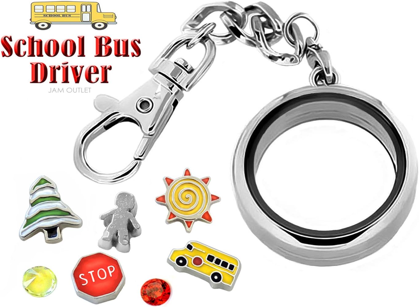 Amazon.com: SCHOOL BUS DRIVER 30mm Memory Locket DETACHABLE Key Chain ...