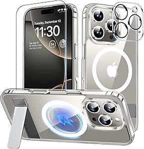 Amazon.com: xiwxi for iPhone 16 Pro Case with Kickstand,[Compatible with Magsafe][1*Screen ...
