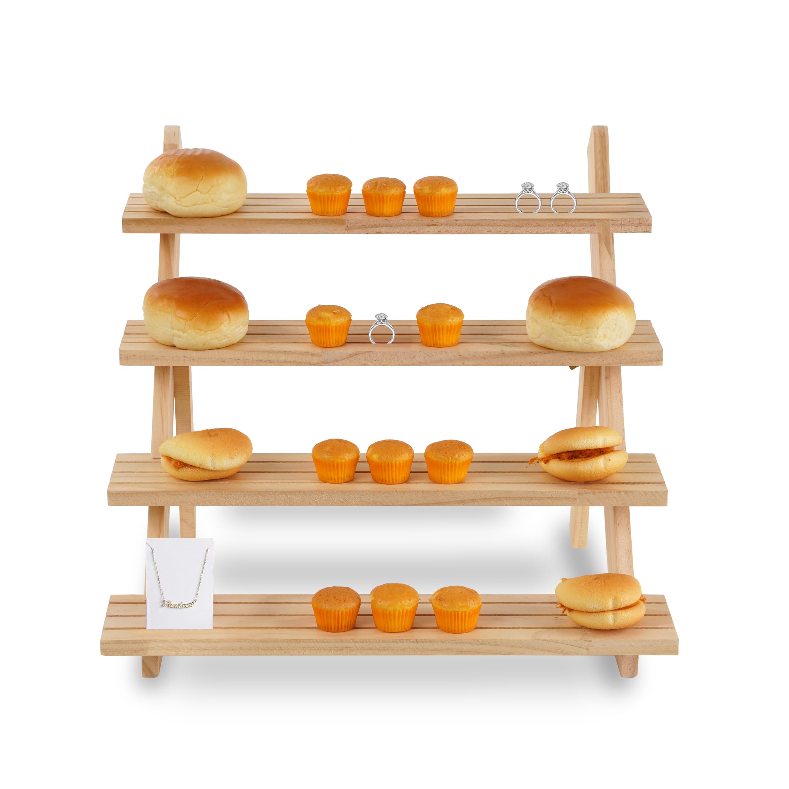 Amazon.com: Ytuaebni 4-Tier Wooden Display Riser, Wooden Cupcake Stand ...