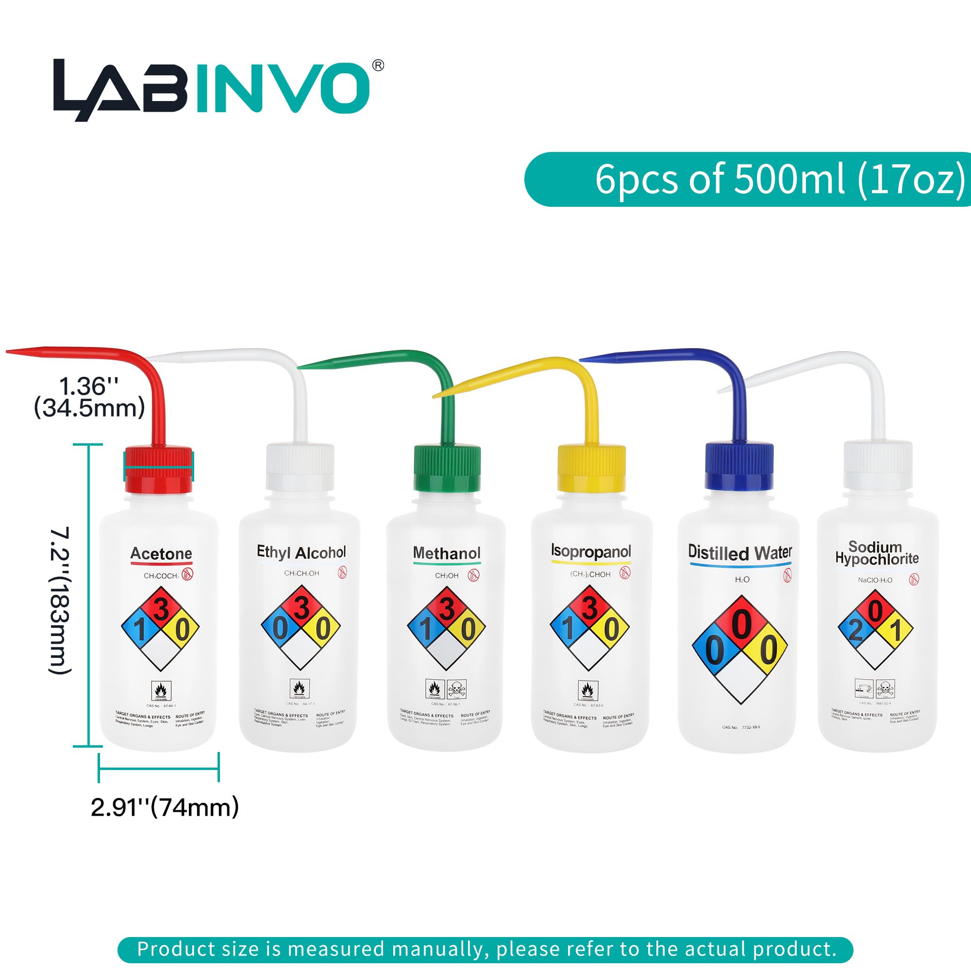 Snapklik.com : Safety Wash Bottles, Vol.500ml, 6PCS Of Lab Rinse ...