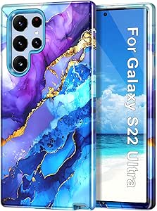 Amazon.com: Btscase for Samsung Galaxy S22 Ultra 5G Case, Marble Pattern 3 in 1 Heavy Duty ...