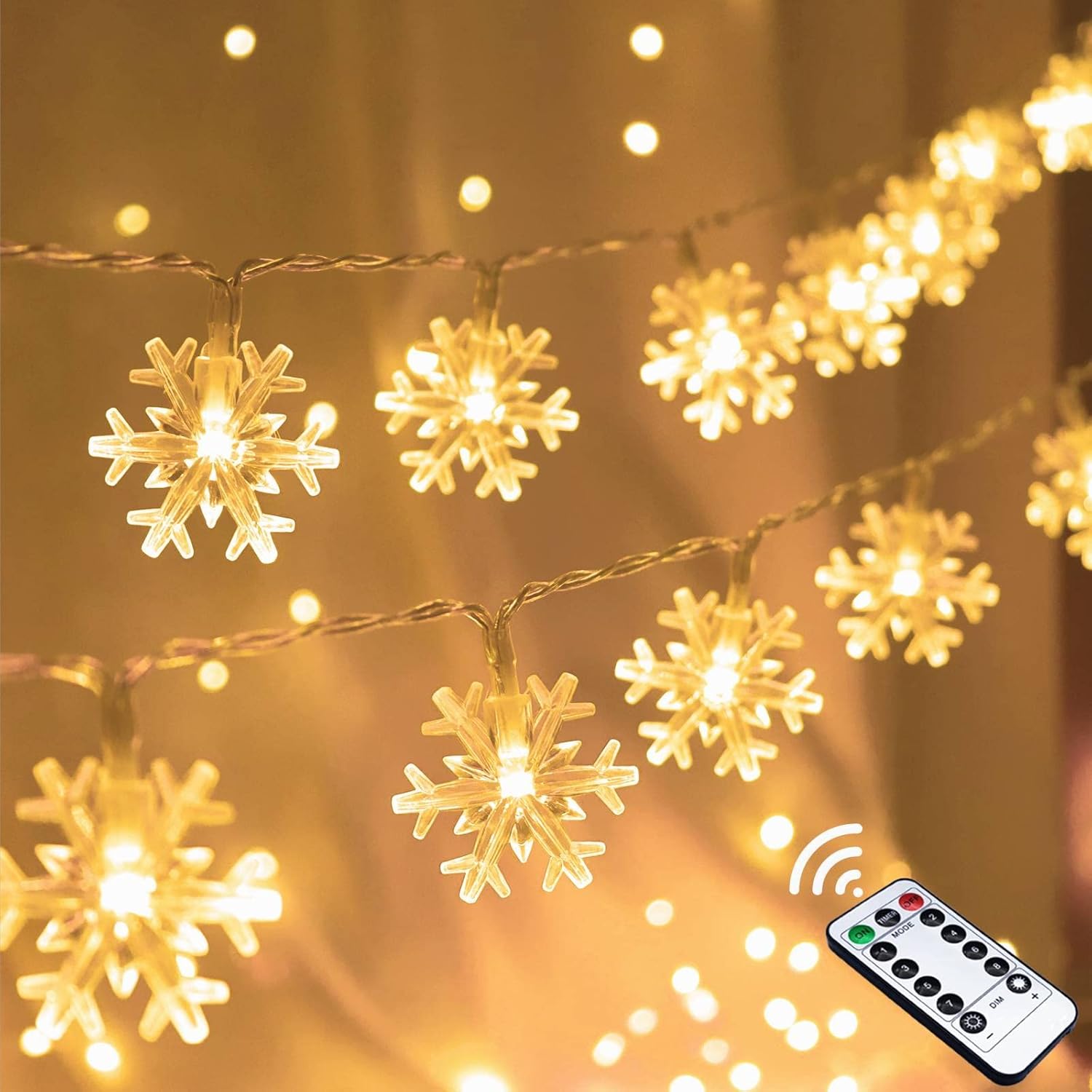 Amazon.com: Christmas Snowflake String Lights, 20 FT 40 LED Warm White ...