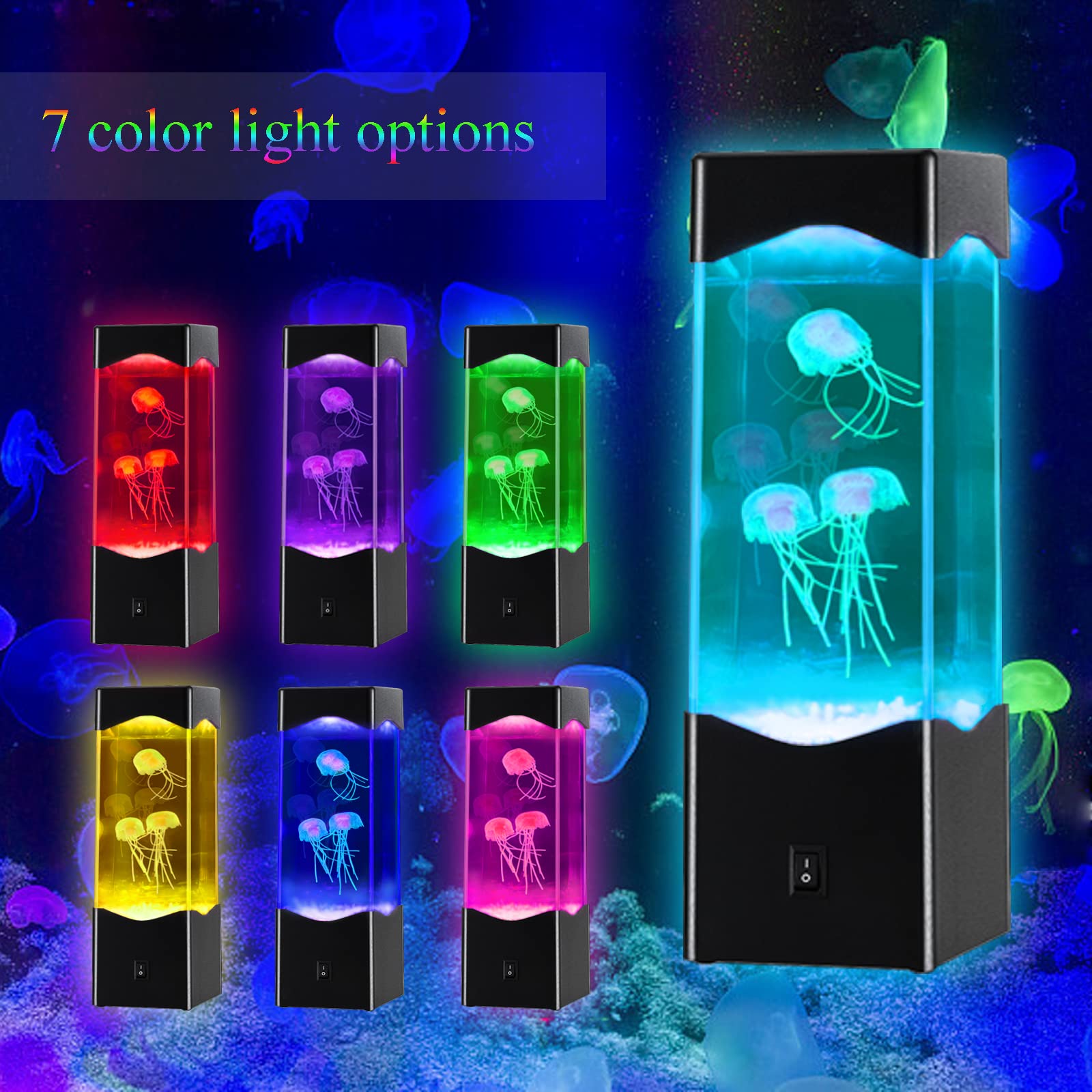 Jellyfish Lamp,Multi-Color Jellyfish Aquarium Tank Lamp,USB Powered ...