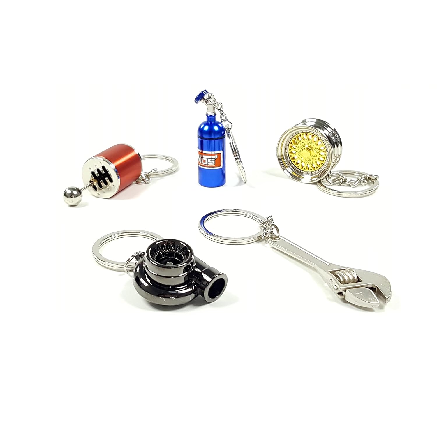 Ispeedytech 5 Auto Part Model Metal Keychain/Key Ring/Holder Set- Wheel ...