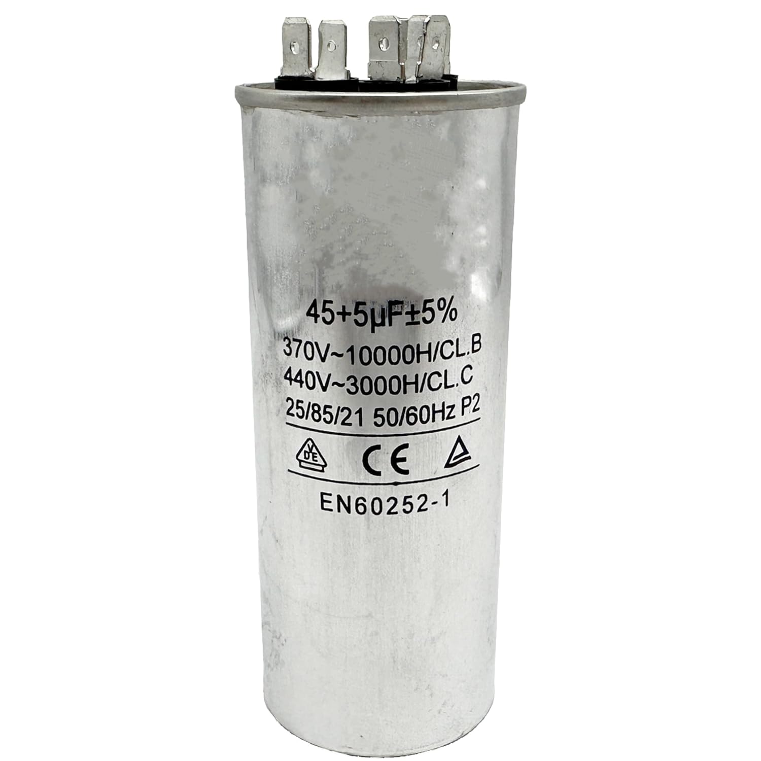 45+5 uF 45/5 MFD ±6% 370V/440VAC CBB65 Dual Run Circular Start Capacitor fits AC Motor Run ...