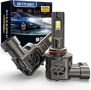 Bevinsee 9005 HB3 Bombillas LED para Faros Delanteros, 100W 15000LM Súper Brillante 6000K Blanco ...
