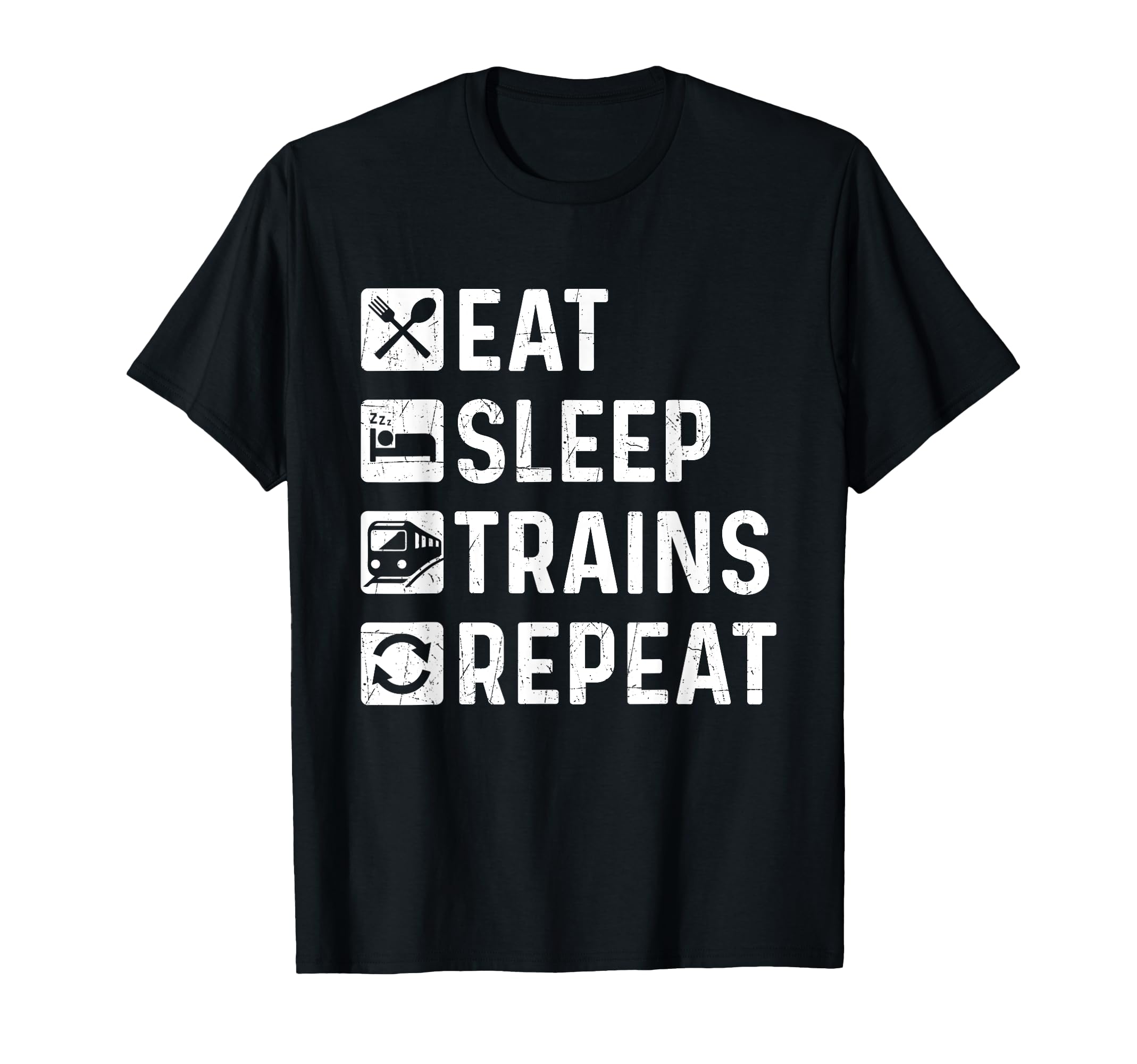 Amazon.com: Eat Sleep Trains Repeat - Railroad Railway Locomotive ...