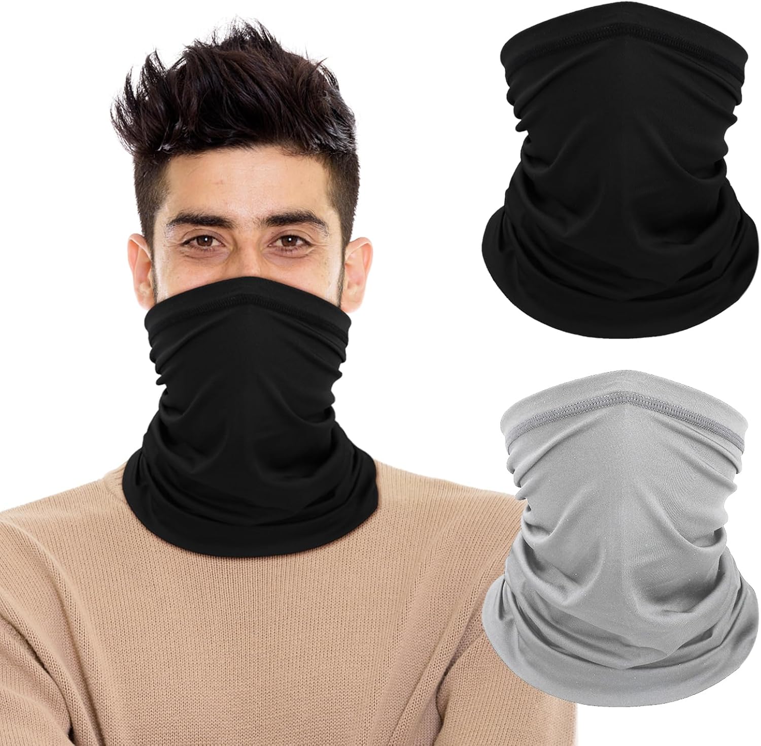 Sibba Neck Gaiters Face Cover Mask 2 PCS Ski Scarf Bandana Thick ...