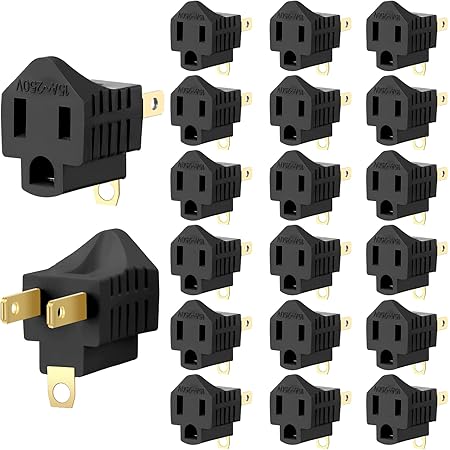 20 Pieces 3 Prong to 2 Prong Adapter Polarized Grounding Converter 3 ...