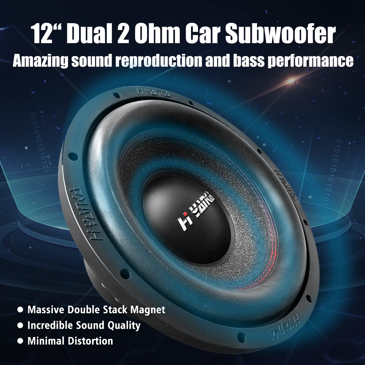 HYANKA BSF-12-2 Car Subwoofer Audio Speaker - 12 Inch Paper Cone, Black ...