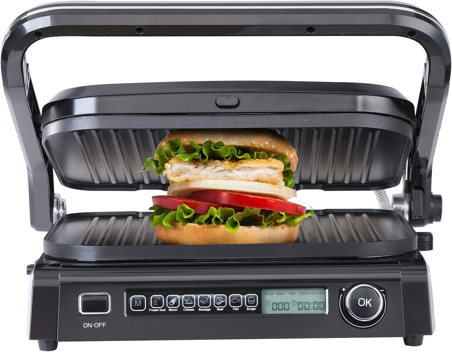 VEVOR 7 IN 1 Electric Contact Grill,1800W Indoor Panini Press Griddle ...