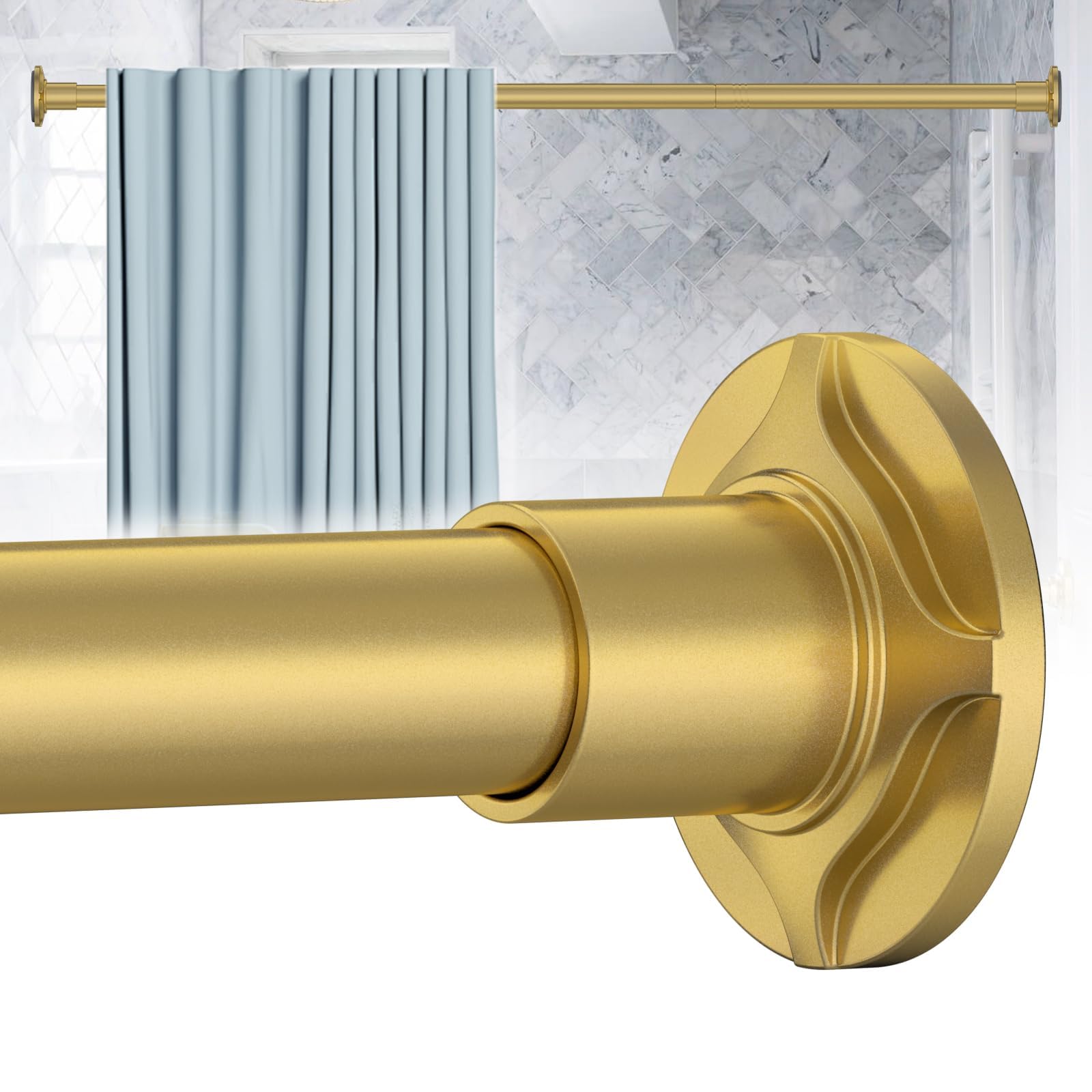Amazon.com: Shower Curtain Rod, Curtain Rods No Drilling Gold Shower ...