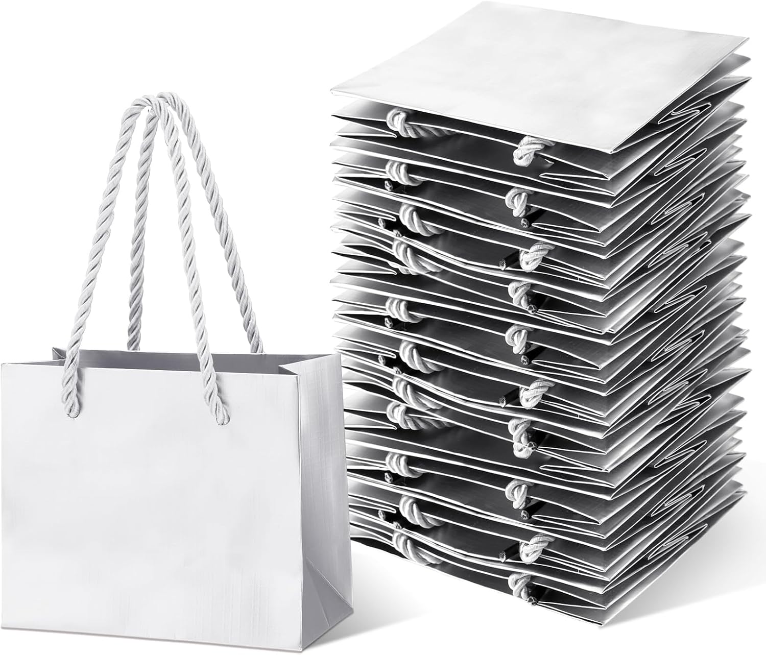 Amazon.com: Fainne 24 Pcs Silver Mini Gift Bags with Handle Gift Card ...