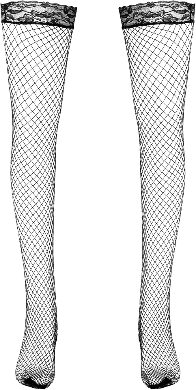Amazon.com: ACSUSS Mens Lace Top Mesh Stockings Hollow Out Fishnet ...