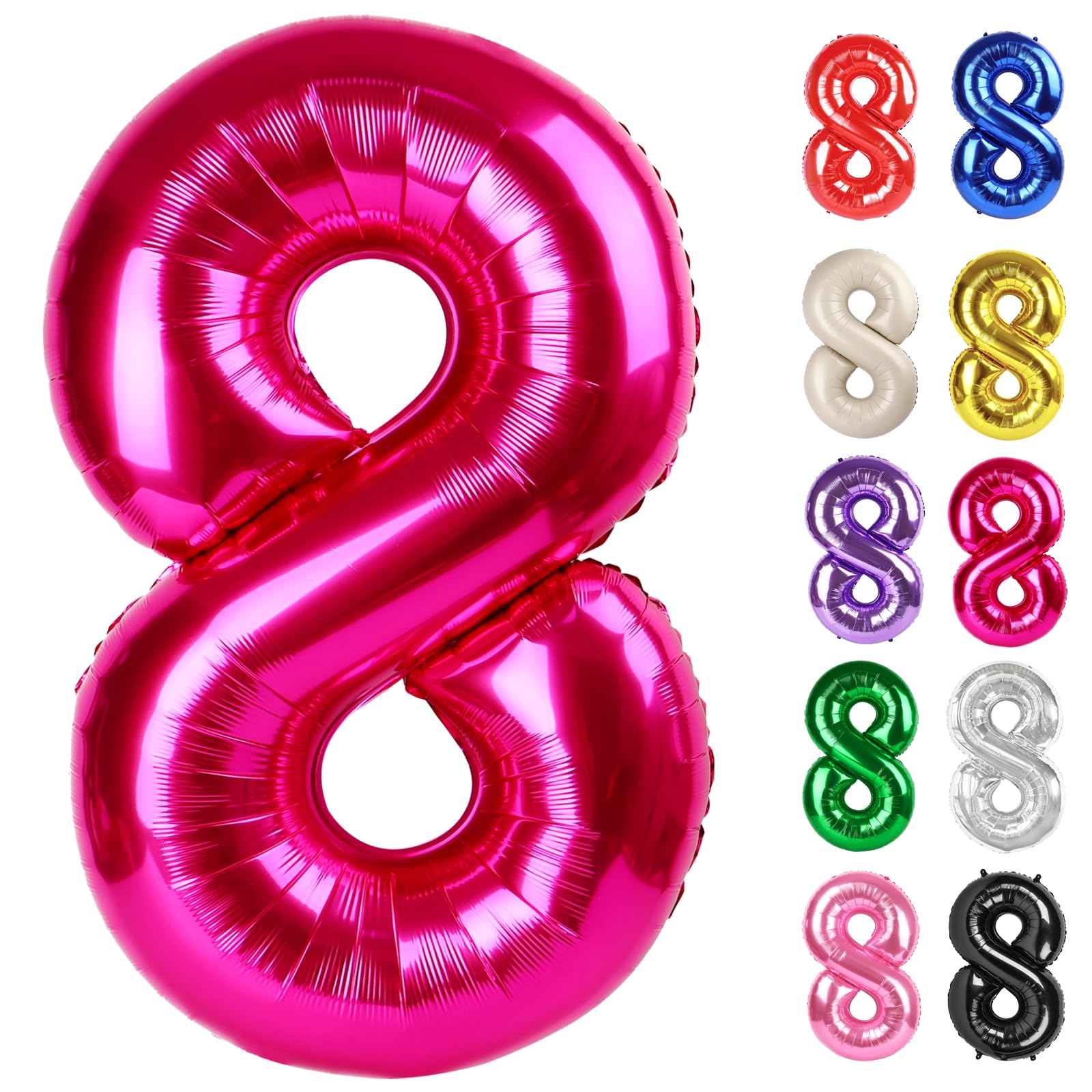 Amazon.com: Hot Pink Number 8 Balloon 40 Inch, 8 Balloon Number, 8th ...