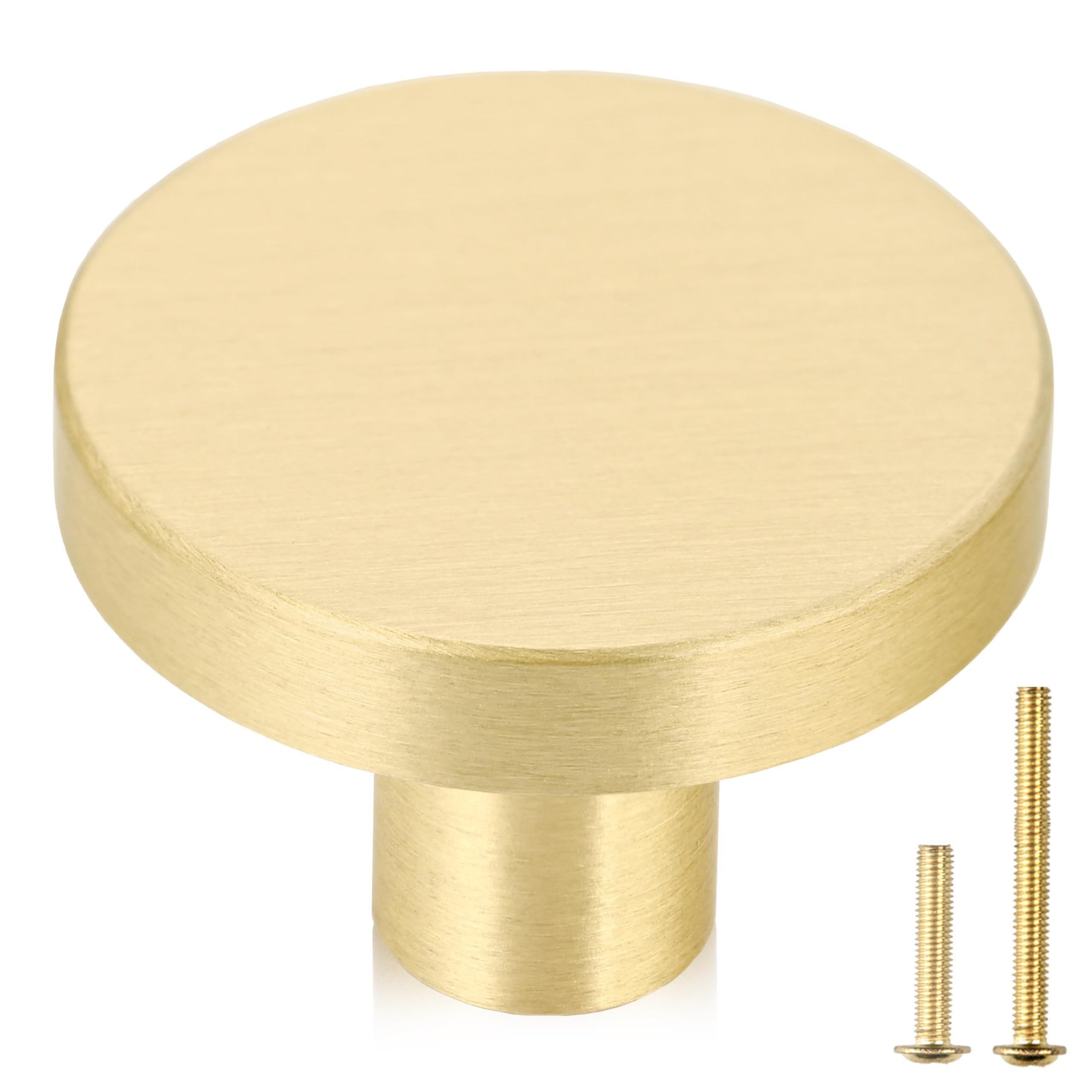 Buy QOGRISUN10-Pack Solid Brass Cabinet Knobs, Round Gold Pulls Handles for Dresser Drawer, 1 ...