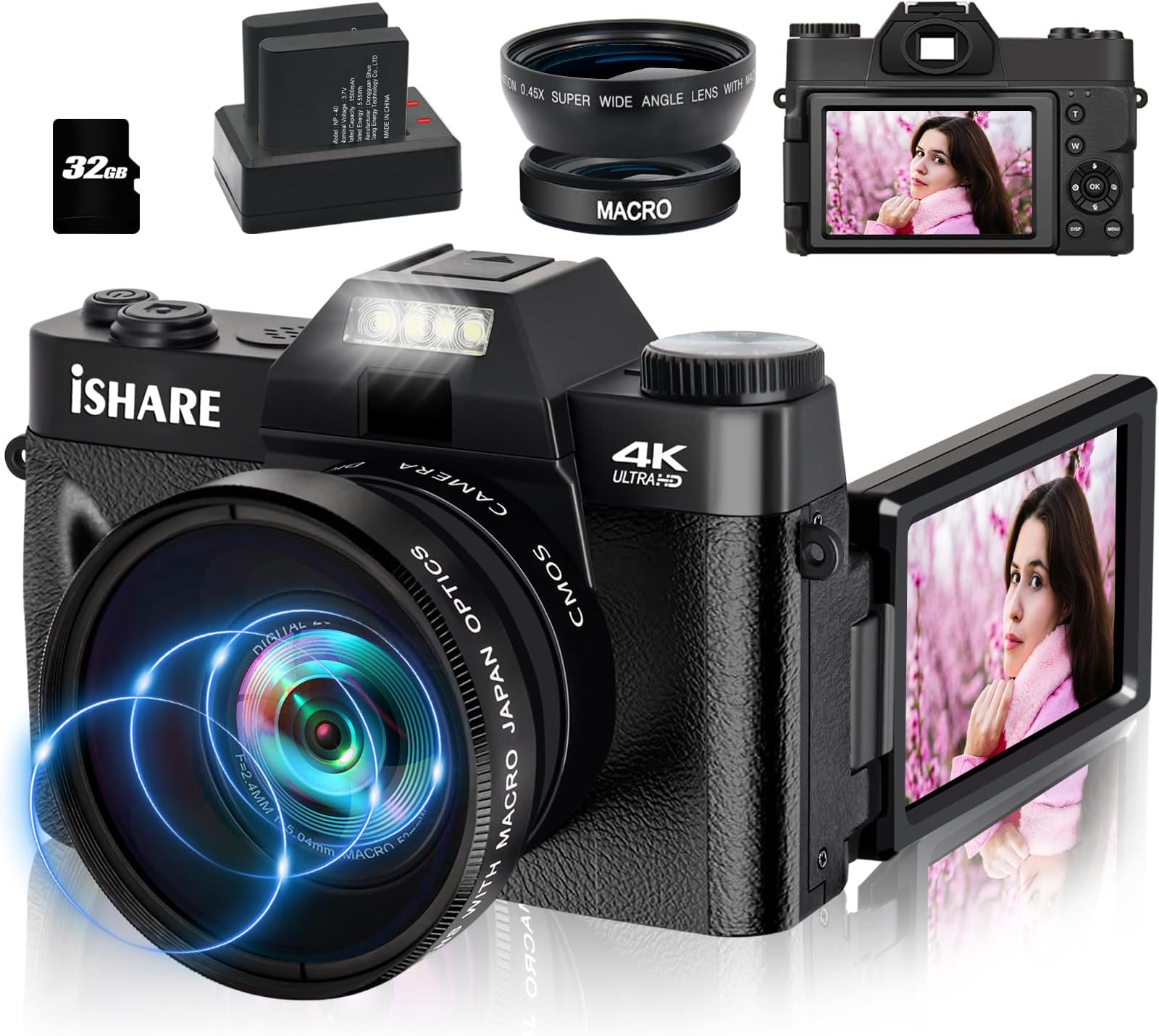 Ishare Cámara Digital Para Fotografía 4k 56mp Vlogging Cámara Para