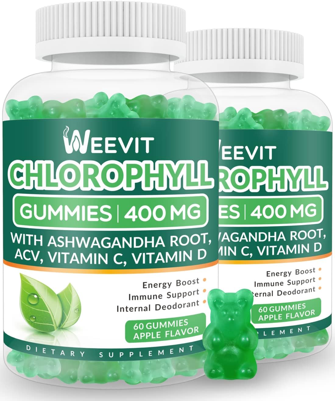 Amazon.com: WEEVIT Chlorophyll Gummies 400mg with Ashwagandha, ACV ...
