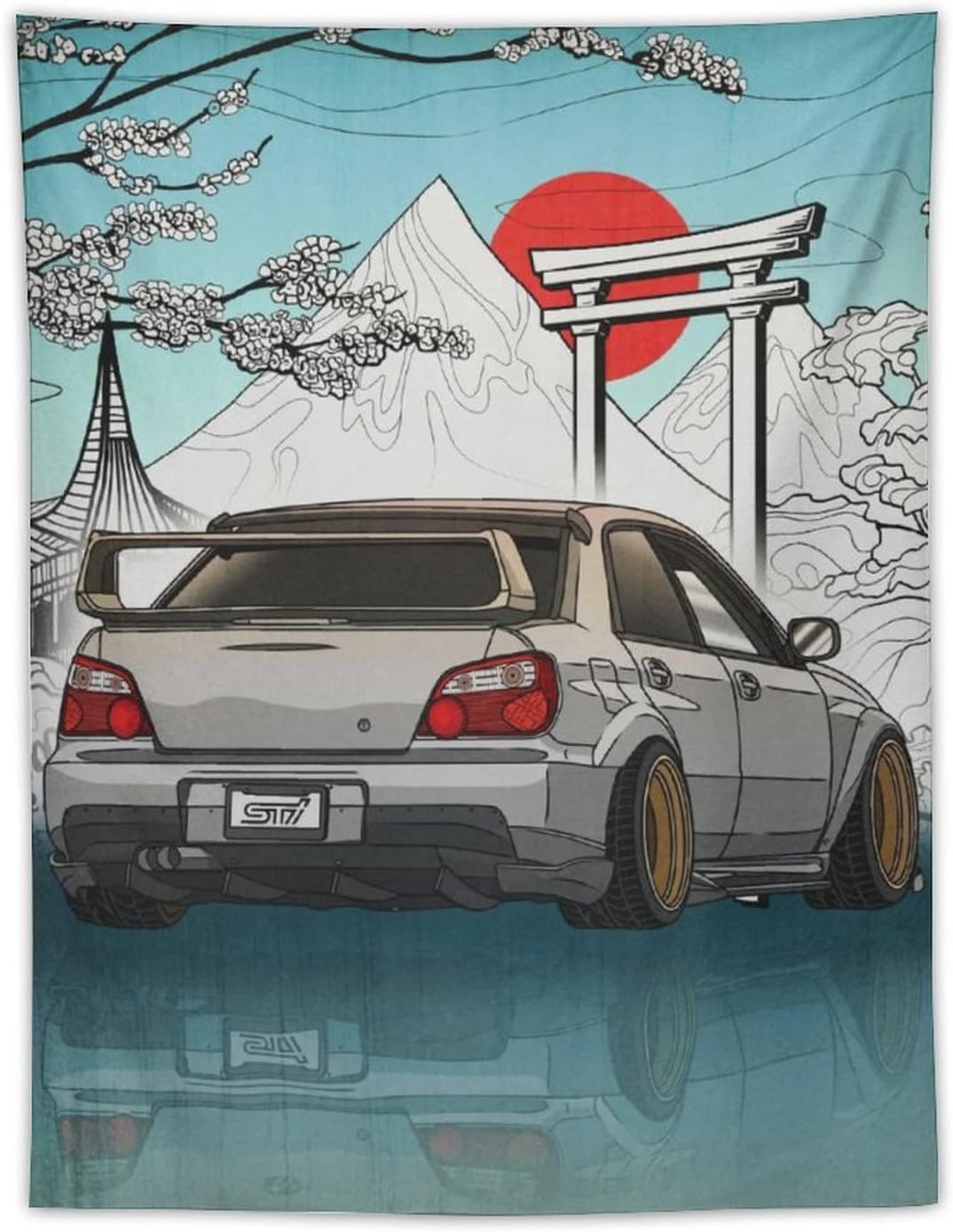 Amazon.com: QLAZO Impreza Wrx Sti Art Jdm Car Japan Fuji Temple Sunset ...