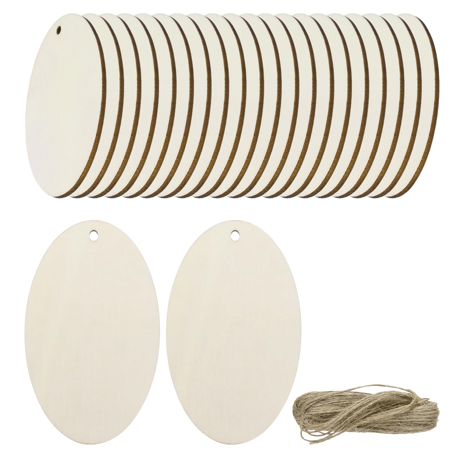 Amazon.com: uxcell 36pcs Oval Blank Wood Tags with Hole 4 x 2.4 Inch ...