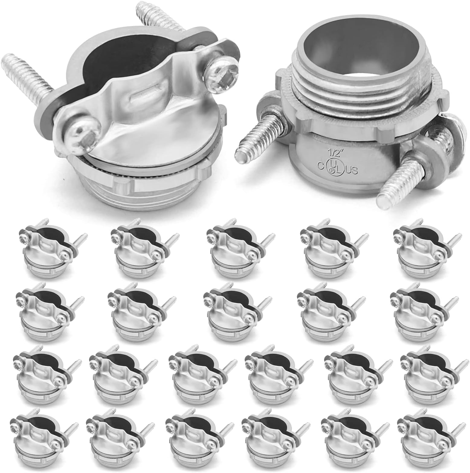 Fuzbaxy 24pcs 1/2Inch Clamp Type Cable Connectors for Metallic Conduit ...