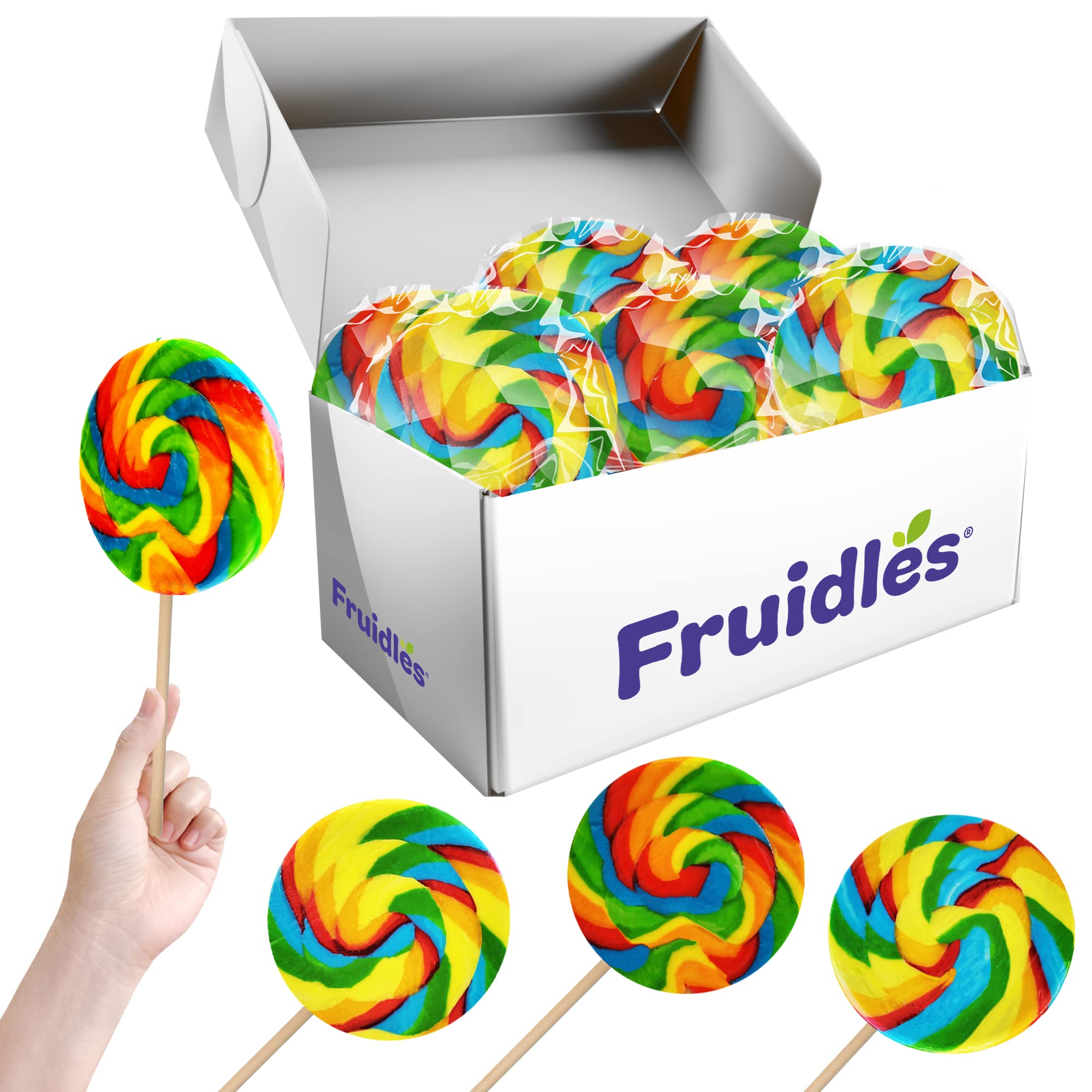 Snapklik.com : Fruidles Jumbo Rainbow Swirl Lollipop, 110 Gram, 4" Inch ...