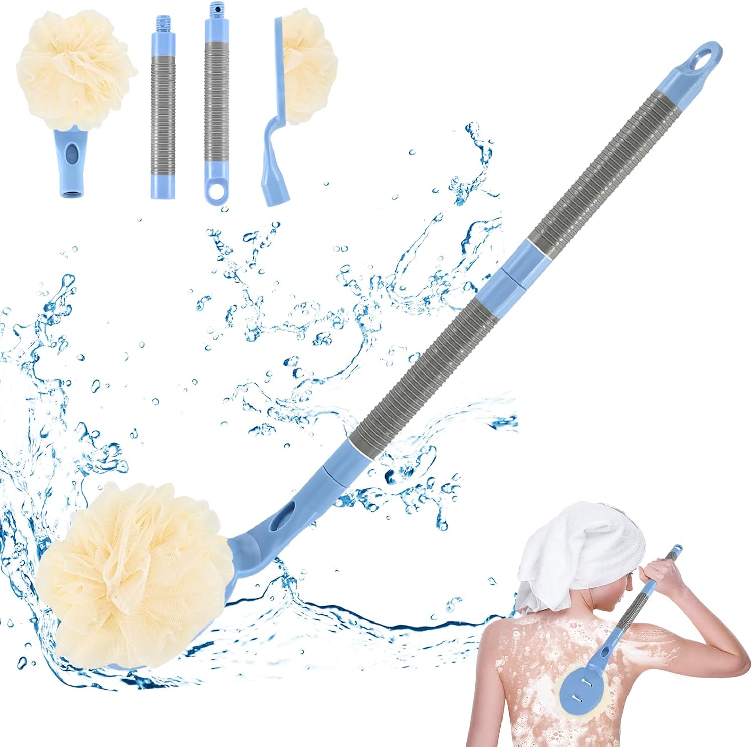 Amazon.com: Loofah with Handle, 21.7” Removable Back Scrubber ...