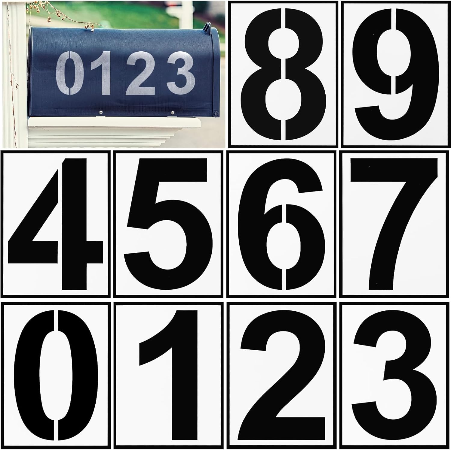 Wanmu 4Inch Number Stencils, Plastic Reusable 0-9 Number Painting ...